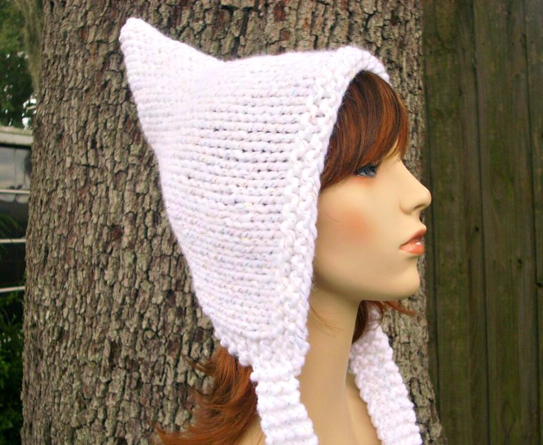 Pixie Hood, Chunky Knit Hat, Pixie Hat, Womens Hat, Winter Hat, Adult ...
