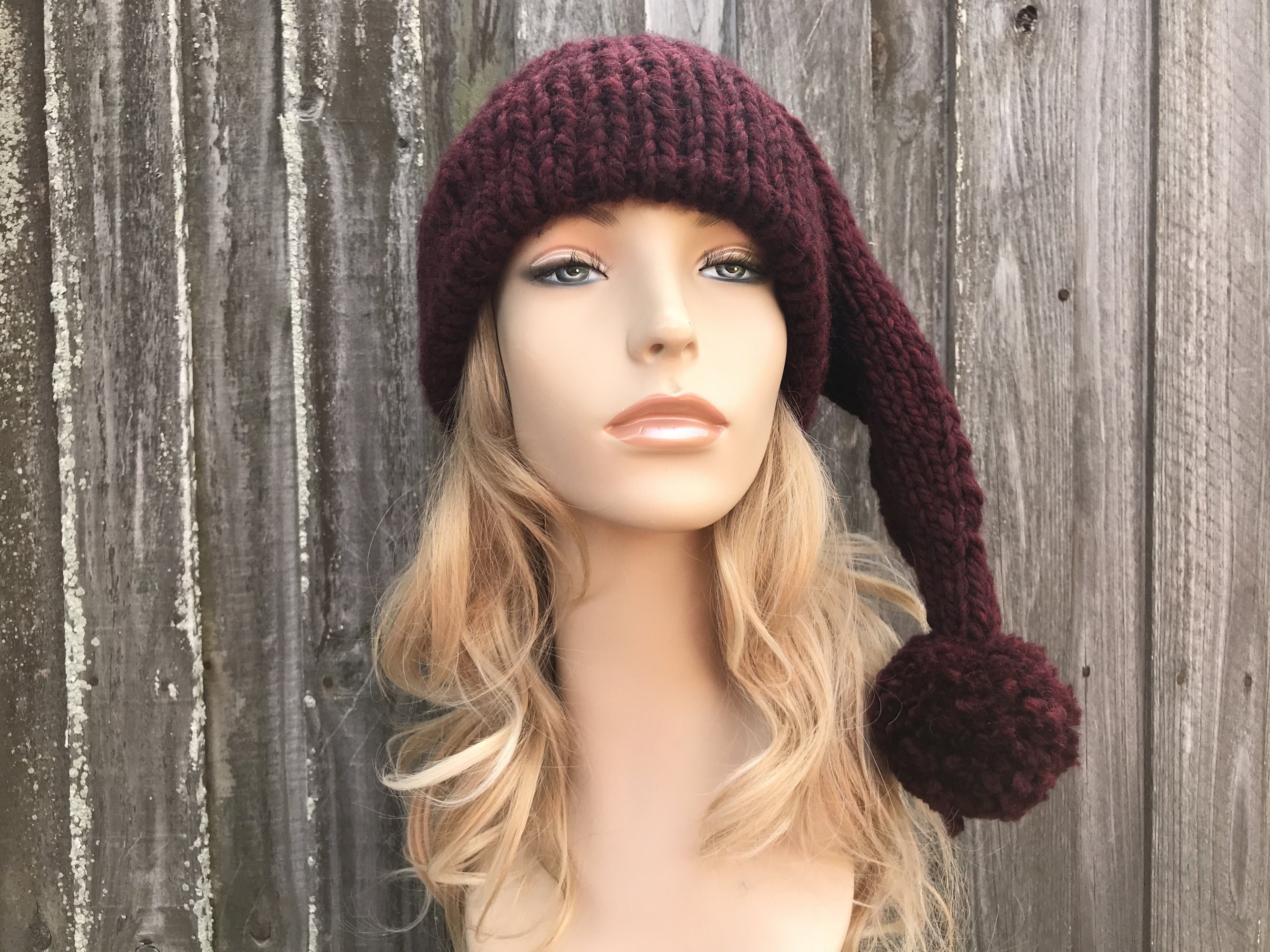 Santa Hat, Stocking Cap, Stocking Hat, Christmas Hat, Chunky Knit Hat ...