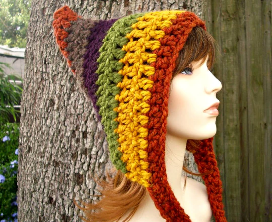 Pixie Hood, Crochet Hat, Pixie Hat, Womens Hat, Mens Hat, Winter Hat ...