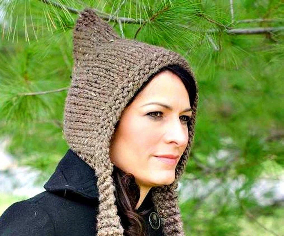 Adult Pixie Hat, Pixie Hood, Chunky Knit Hat, Womens Hat, Mens Hat ...