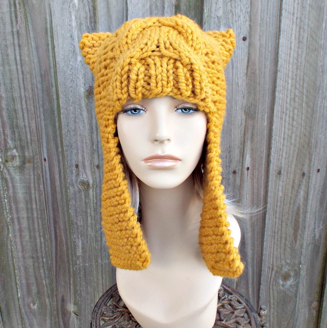 Trapper Hat, Chunky Knit Hat, Womens Hat, Mens Hat, Winter Hat, Cable ...