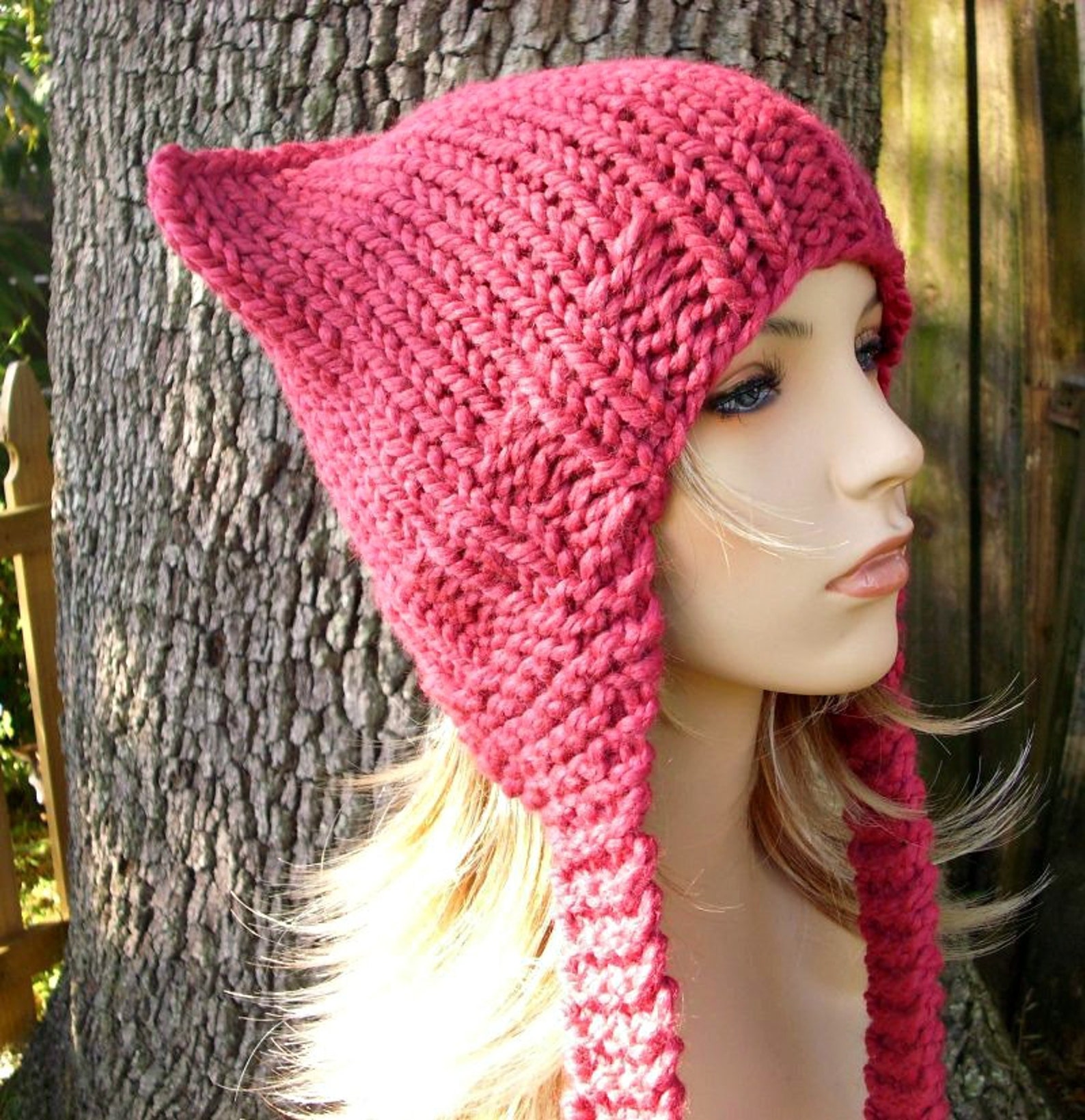 Pink Pussyhat Pink Cat Hat Womens Hat Pink Ear Flap Cat Hat Etsy