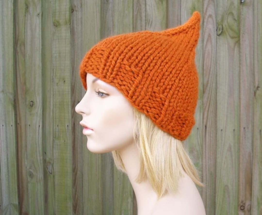Hand Knit Gnome Hat Chunky Knit Hat Womens Hat Mens Hat Winter Hat Gnome Beanie Elf Hat