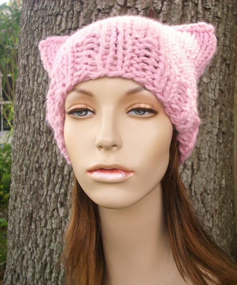 Pink Pussyhat Pink Pussy Hat Pink Cat Hat Chunky Knit Hat Etsy