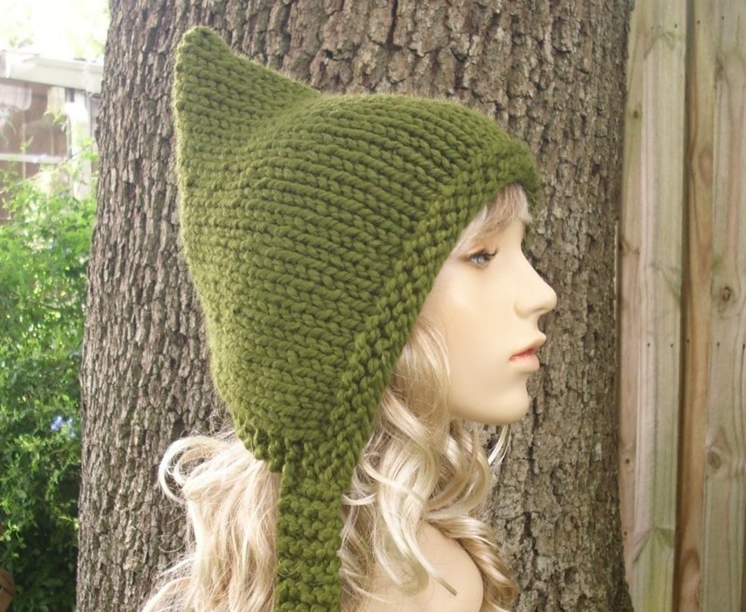 Hand Knit Pixie Hat, Chunky Knit Hat, Womens Hat, Mens Hat, Winter Hat ...