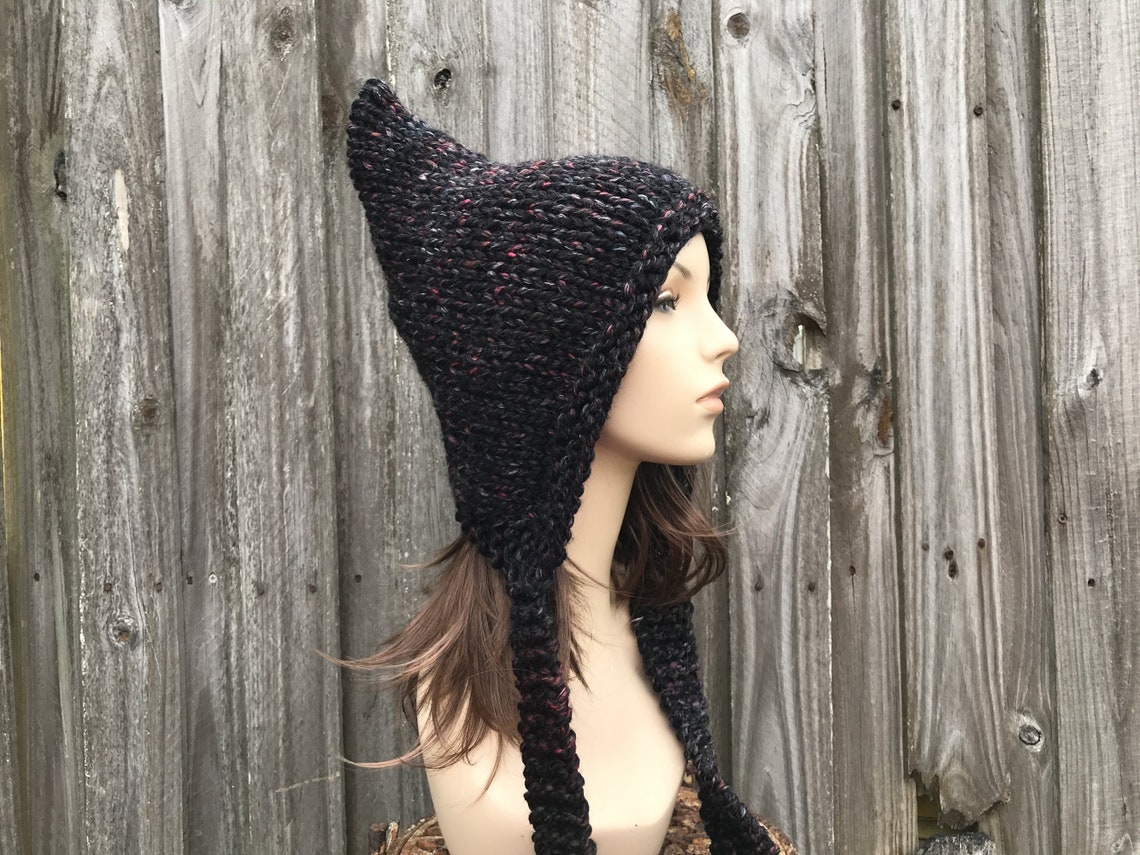Knit Pixie Hat, Elf Hat, Chunky Knit Hat, Womens Hat, Mens Hat, Winter ...