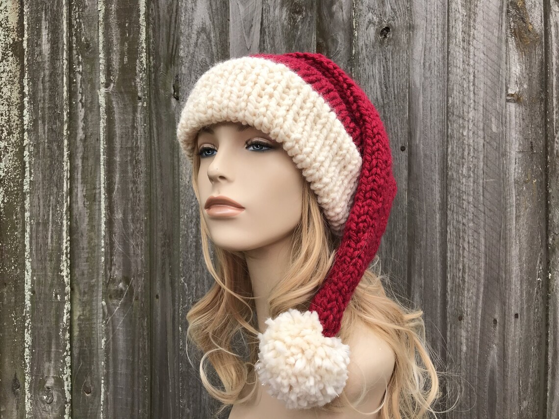 Sparkle Santa Hat, Santa Claus Hat, Christmas Hat, Knit Santa Hat ...