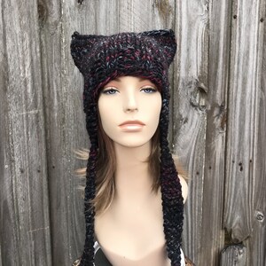 Blackstone Black Cat Hat, Halloween Hat, Chunky Knit Hat, Womens Hat ...