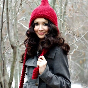 Adult Pixie Hat, Elf Hat, Chunky Knit Hat, Womens Hat, Winter Hat, Knit ...