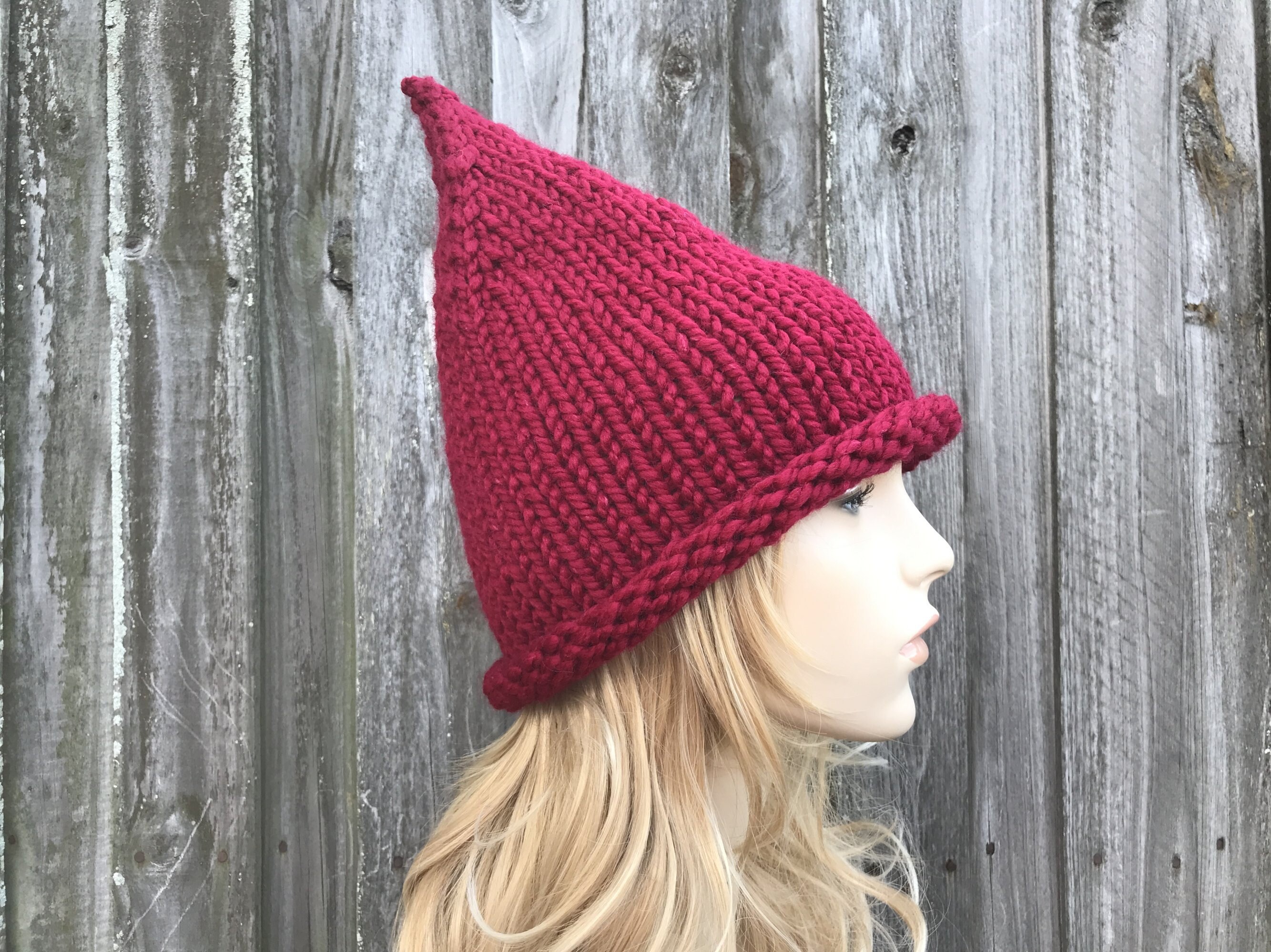 Knit Witch Hat Witch Beanie Elf Hat Gnome Hat Wizard Hat | Etsy