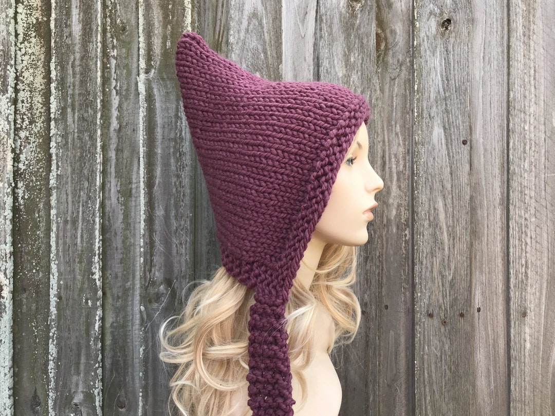 Hand Knit Pixie Hat, Chunky Knit Hat, Womens Hat, Mens Hat, Winter Hat ...