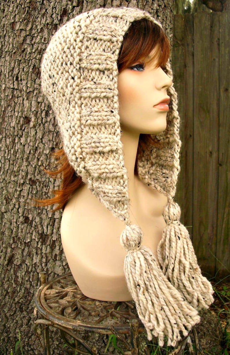 Knit Hat Pattern Tassel Hat Knitting Pattern Knit Hood | Etsy