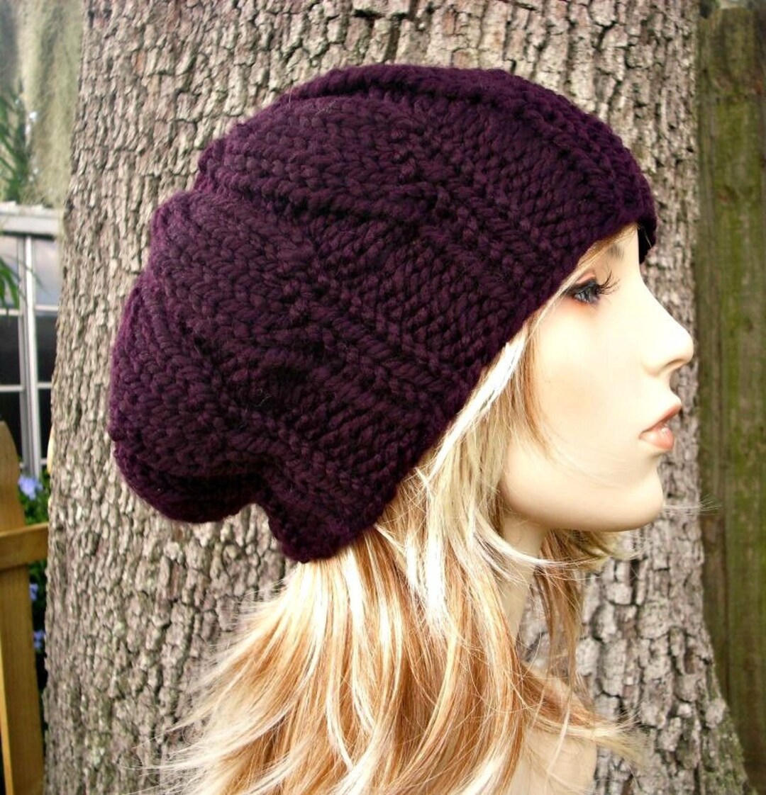 Chunky Knit Hat, Womens Hat, Mens Hat, Winter Hat, Knit Beret, Knit ...