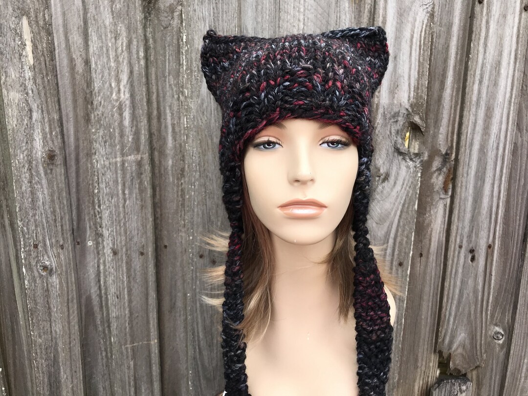 Blackstone Black Cat Hat, Halloween Hat, Chunky Knit Hat, Womens Hat ...