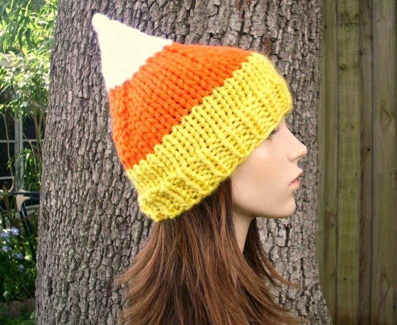 Halloween Hat Candy Corn Hat Chunky Knit Hat Womens Hat | Etsy
