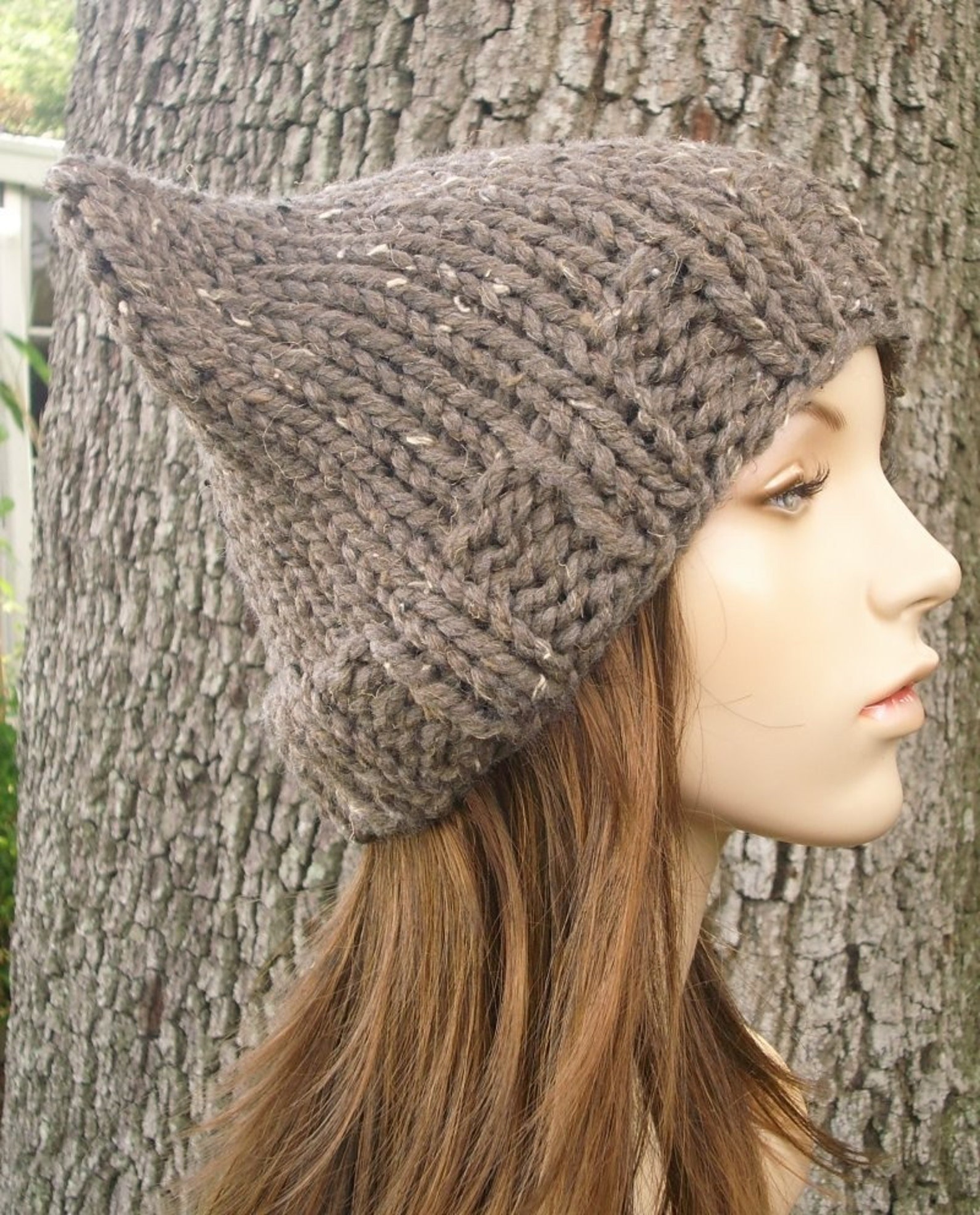 Chunk Knit Hat With Ears Cat Hat Womens Hat Mens Hat - Etsy
