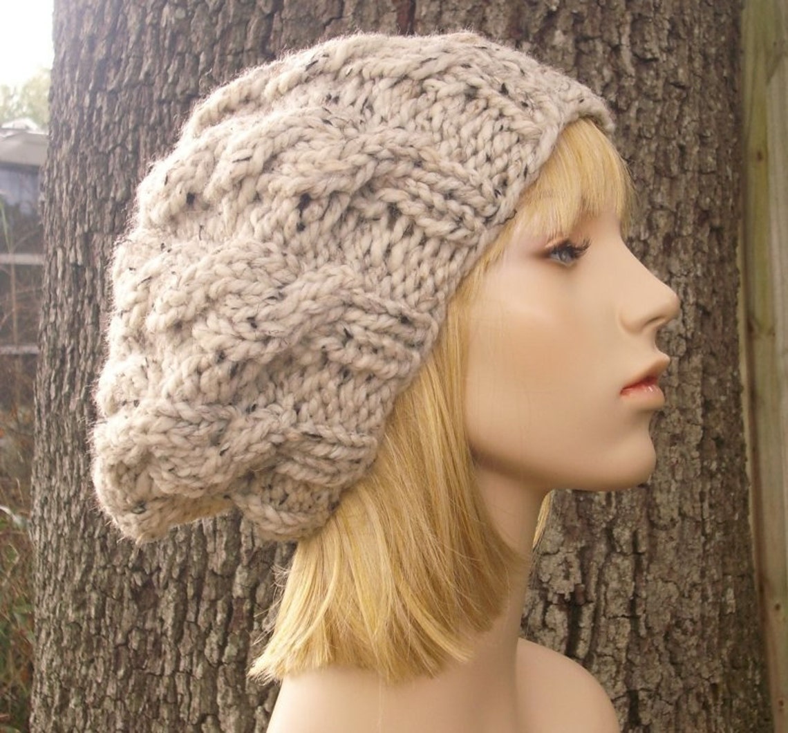 Slouchy Beanie Hat Womens Hat Cable Knit Hat Womens Winter Hat Knit ...