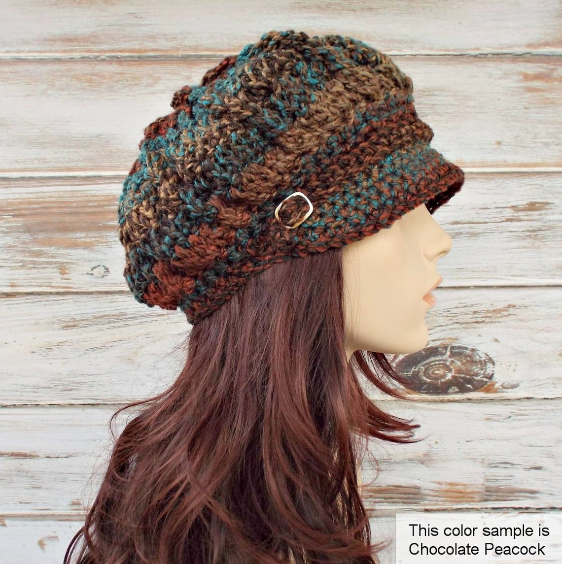 Crochet Hat for Women, Womens Hat With Brim, Winter Newsboy Hat, Golf ...