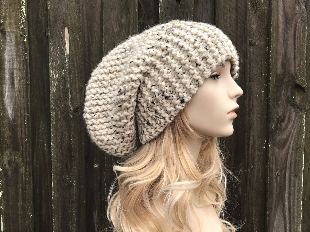 Oversized Chunky Knit Slouch Hat, Womens Hat, Mens Hat, Winter Hat ...