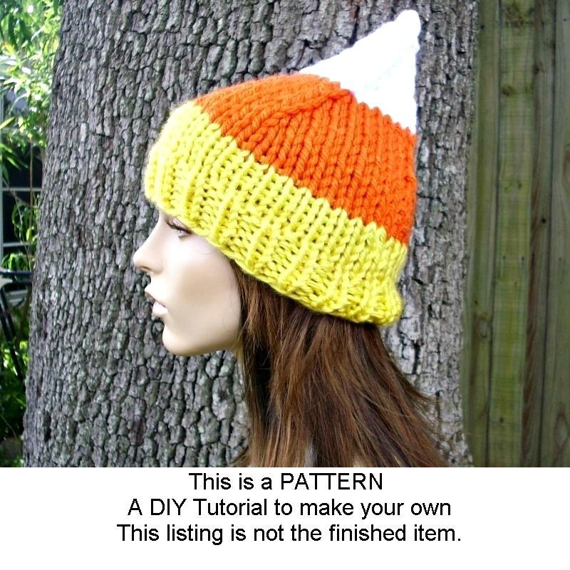 Candy Corn Hat Pattern Knitting Pattern Knit Hat Pattern | Etsy