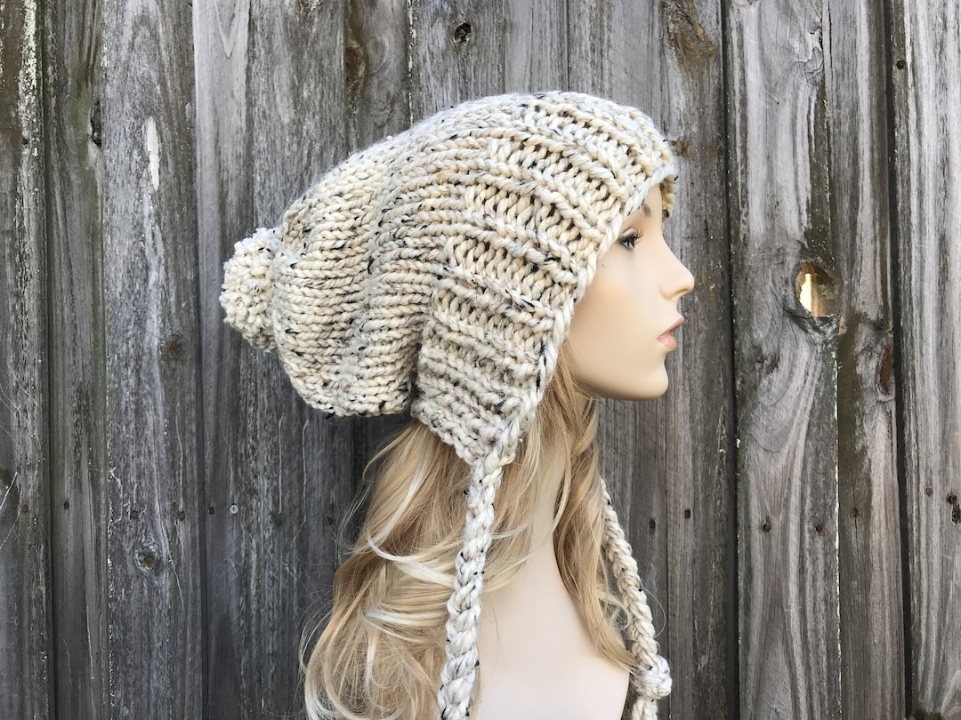 Extra Long Slouchy Hat, Chunky Knit Hat, Womens Hat, Mens Hat, Knit ...