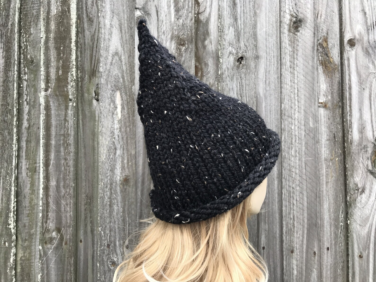 Knit Witch Hat, Witch Beanie, Halloween Hat, Wizard Hat, Chunky Knit Hat, Womens Hat, Mens Hat ...