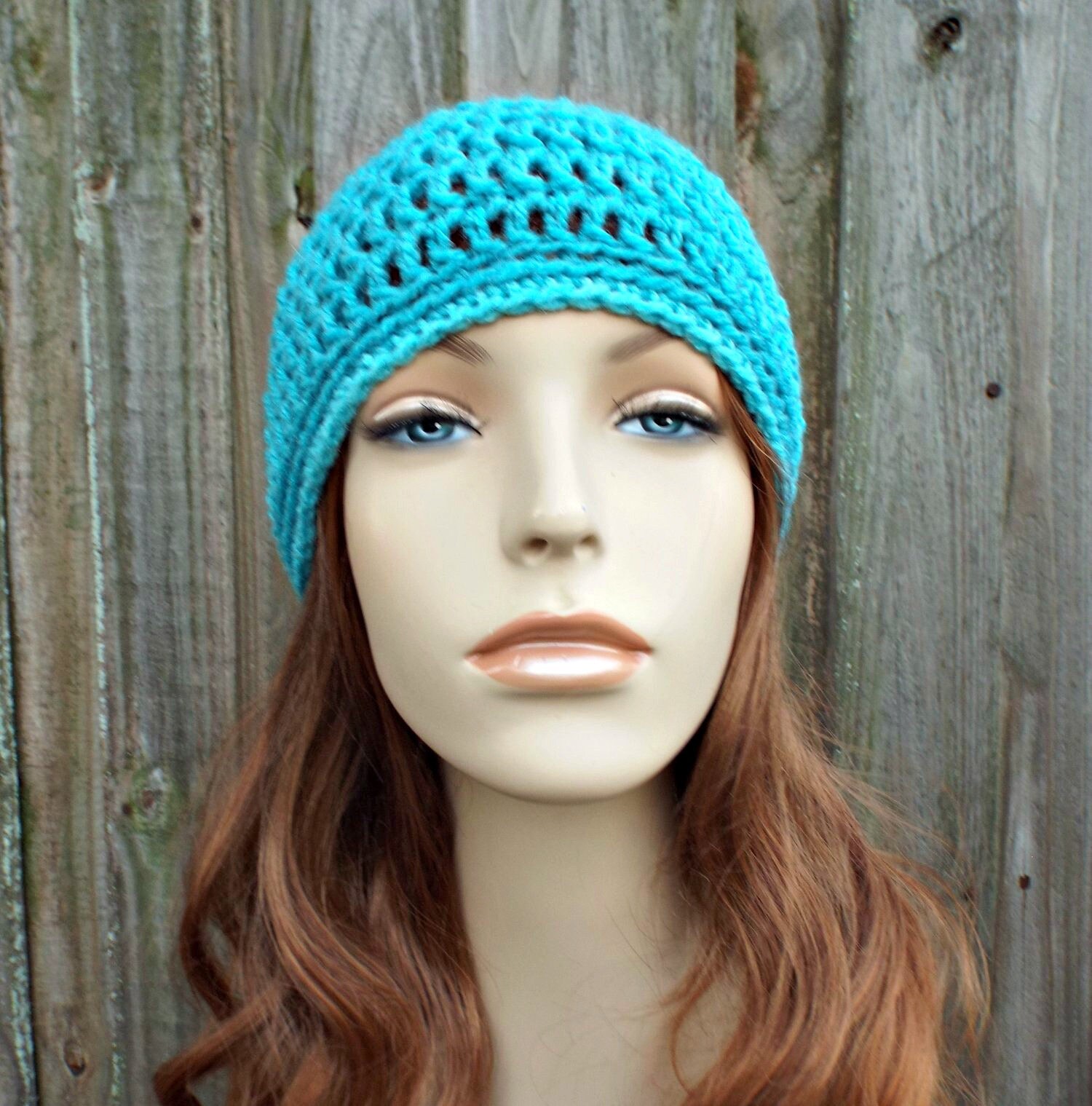 Crochet Hat, Womens Hat, Warm Winter Hat, Fitted Beanie in Blue Snow ...
