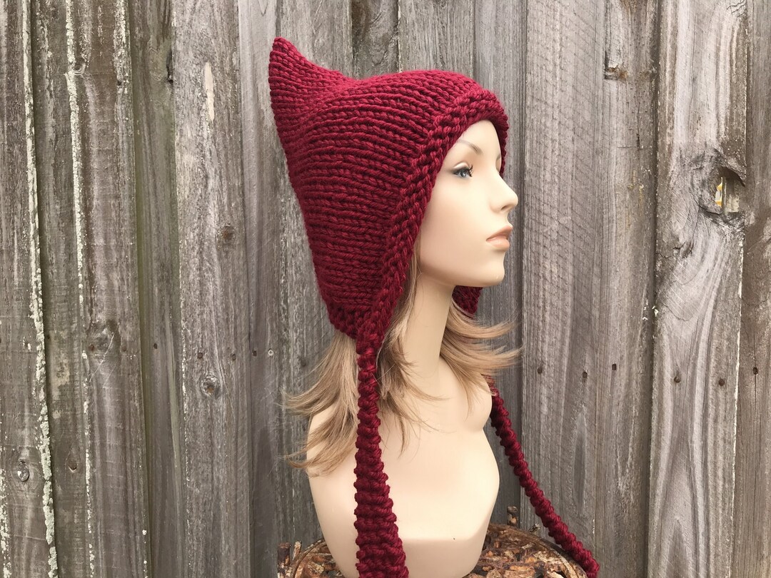 Hand Knit Pixie Hat, Chunky Knit Hat, Womens Hat, Mens Hat, Winter Hat ...