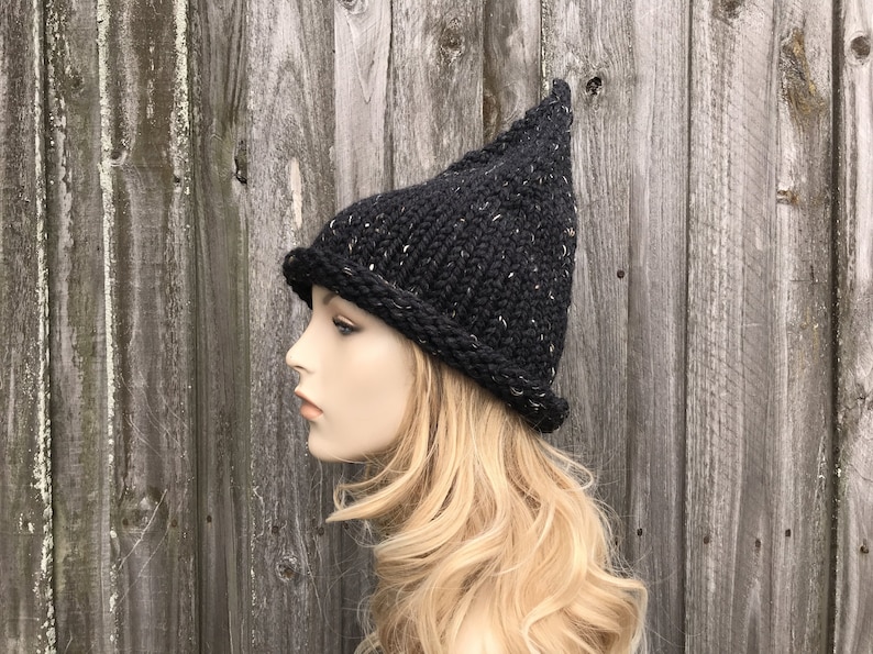 Knit Witch Hat, Witch Beanie, Halloween Hat, Wizard Hat, Chunky Knit ...