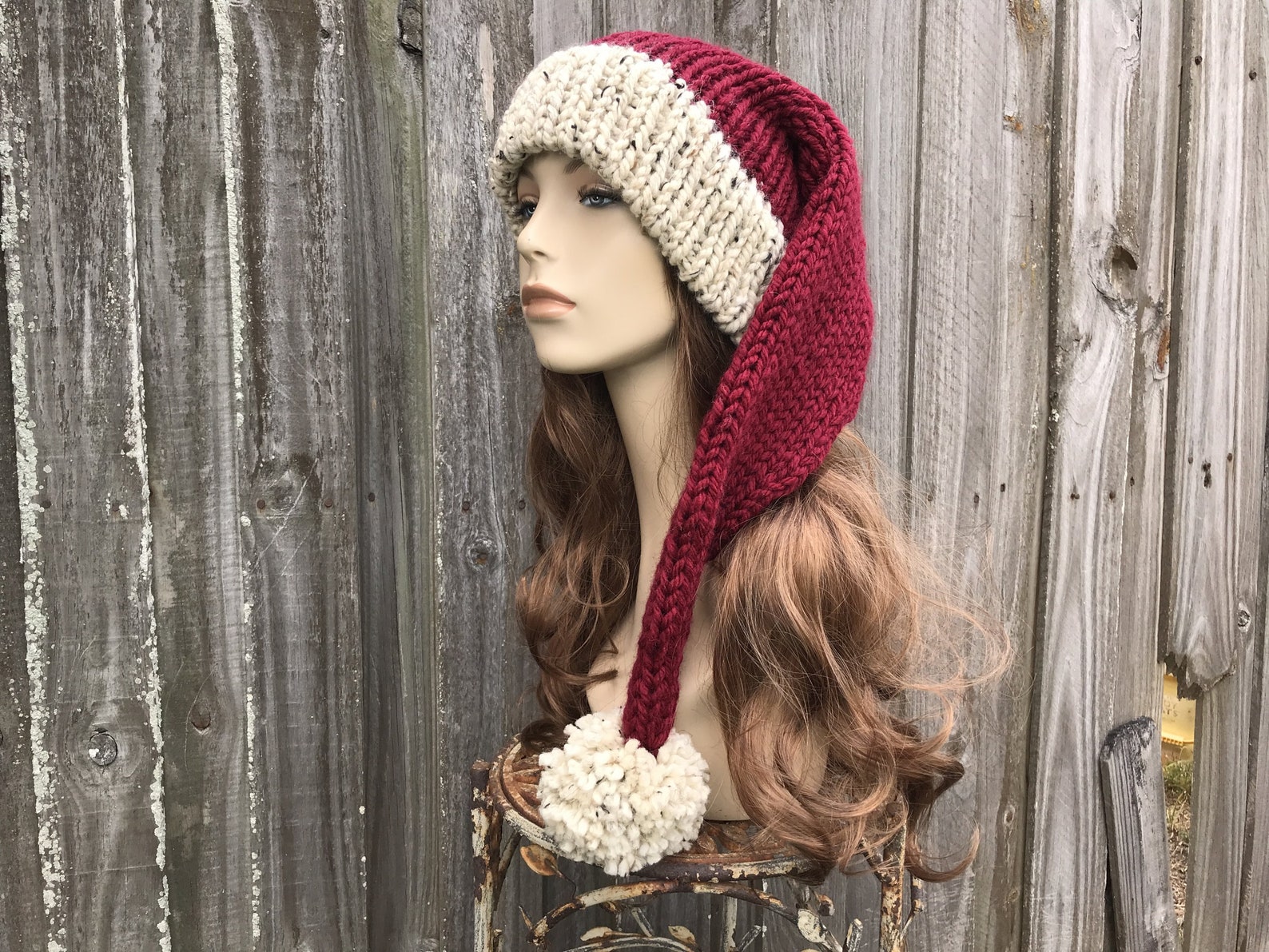 Extra Long Stocking Cap Rustic Santa Hat Santa Claus Hat - Etsy