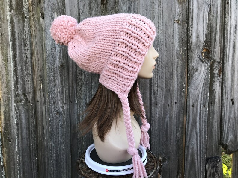 Chunky Knit Hat With Pom Pom, Womens Hat, Hand Knit Hat, Slouchy Beanie ...