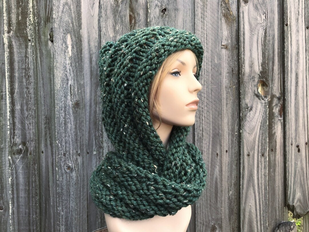 Hooded Cowl Oversized Scarf Chunky Cowl Hood Winter Scarf - Etsy