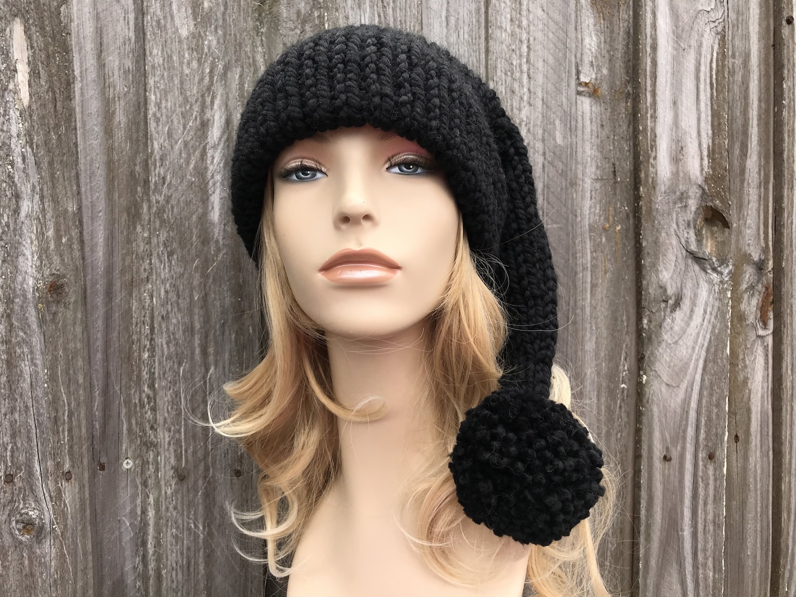 Black Santa Hat Stocking Cap Stocking Hat Christmas Hat - Etsy