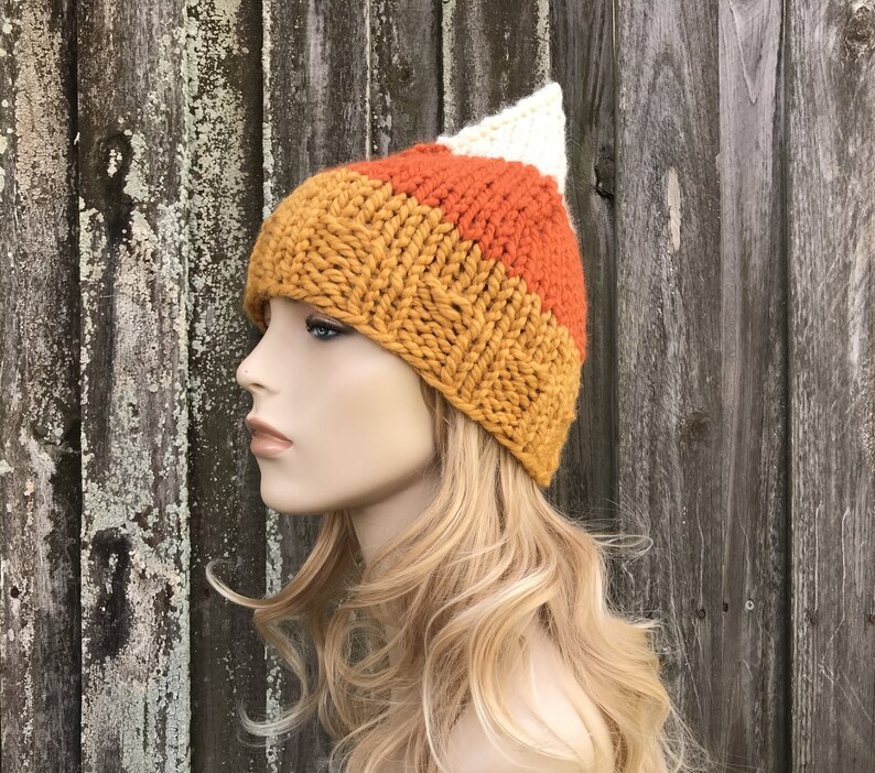 Candy Corn Hat Candy Corn Beanie Halloween Hat Womens Hat | Etsy
