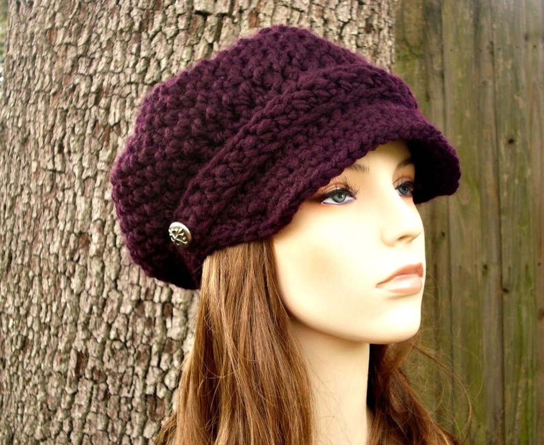Crochet Newsboy Hat, Chunky Crochet Hat, Womens Hat, Mens Hat, Winter ...