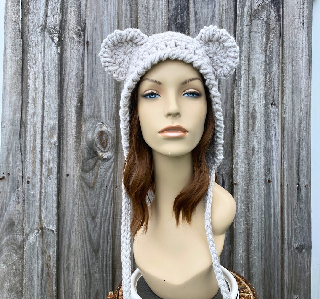 Bear Ear Hat, Bear Bonnet, Adult Bonnet, Chunky Crochet Hat, Crochet ...