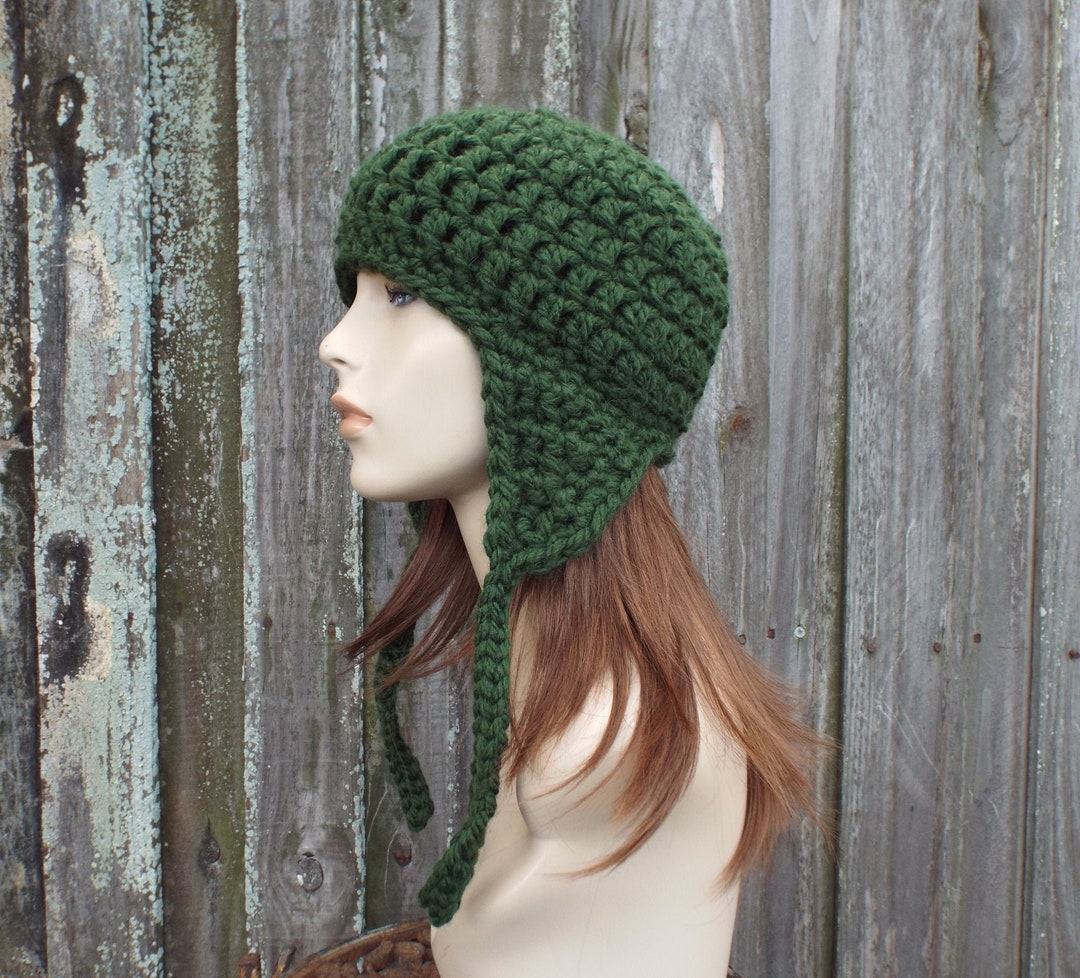 Crochet Ear Flap Hat, Chunky Crochet Hat, Womens Hat, Mens Hat, Winter ...