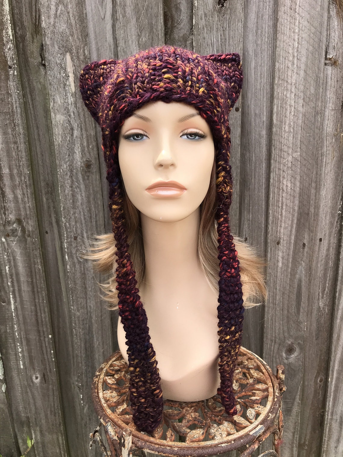 Harvest Cat Hat, Halloween Costume, Chunky Knit Hat, Womens Hat, Mens ...
