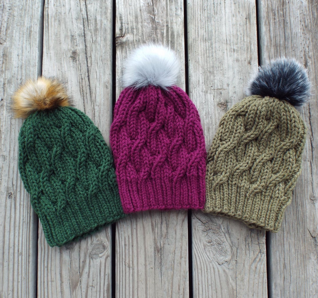 Knitted Hat Pattern Cable Hat Knitting Pattern - Knitted Beanie Pattern ...