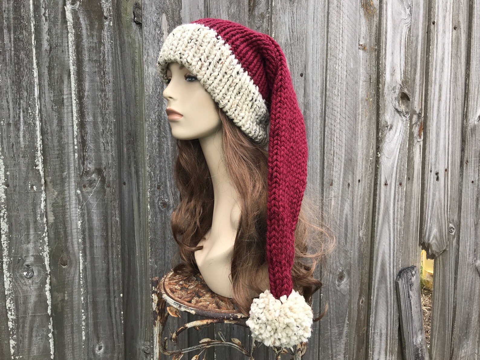 Extra Long Stocking Cap Rustic Santa Hat Santa Claus Hat - Etsy