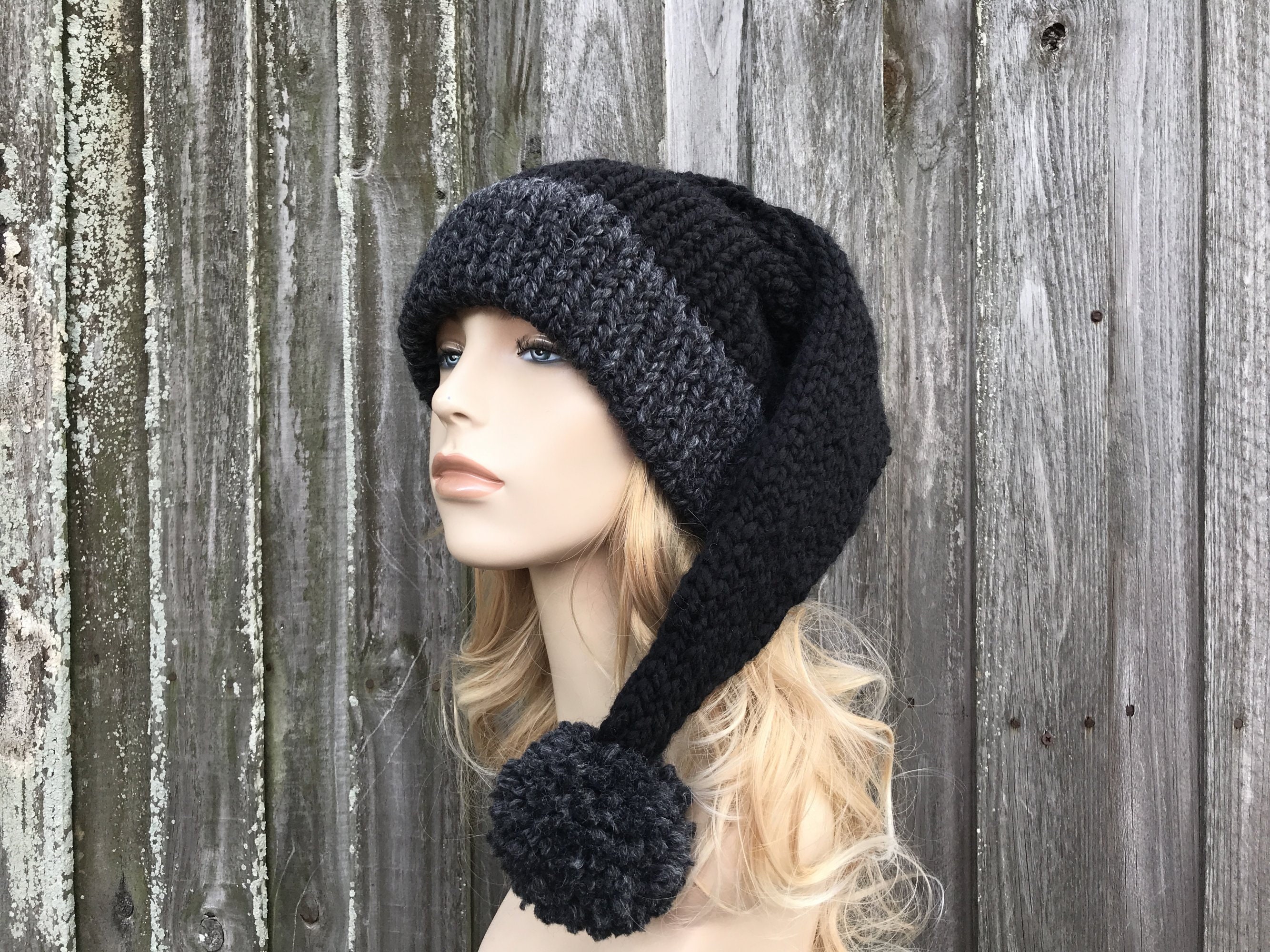 Black Santa Hat Santa Claus Hat Elf Hat Christmas Hat | Etsy