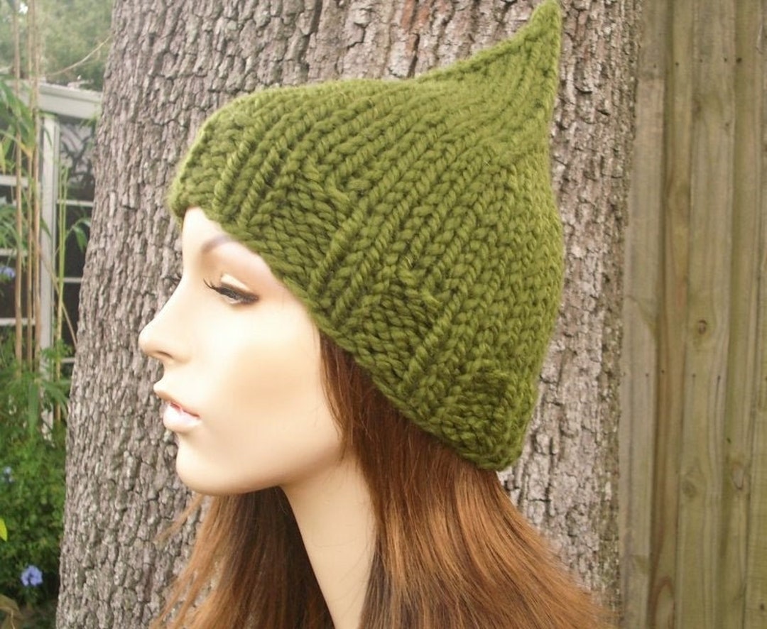 Hand Knit Elf Hat, Gnome Hat, Chunky Knit Hat, Womens Hat, Mens Hat ...