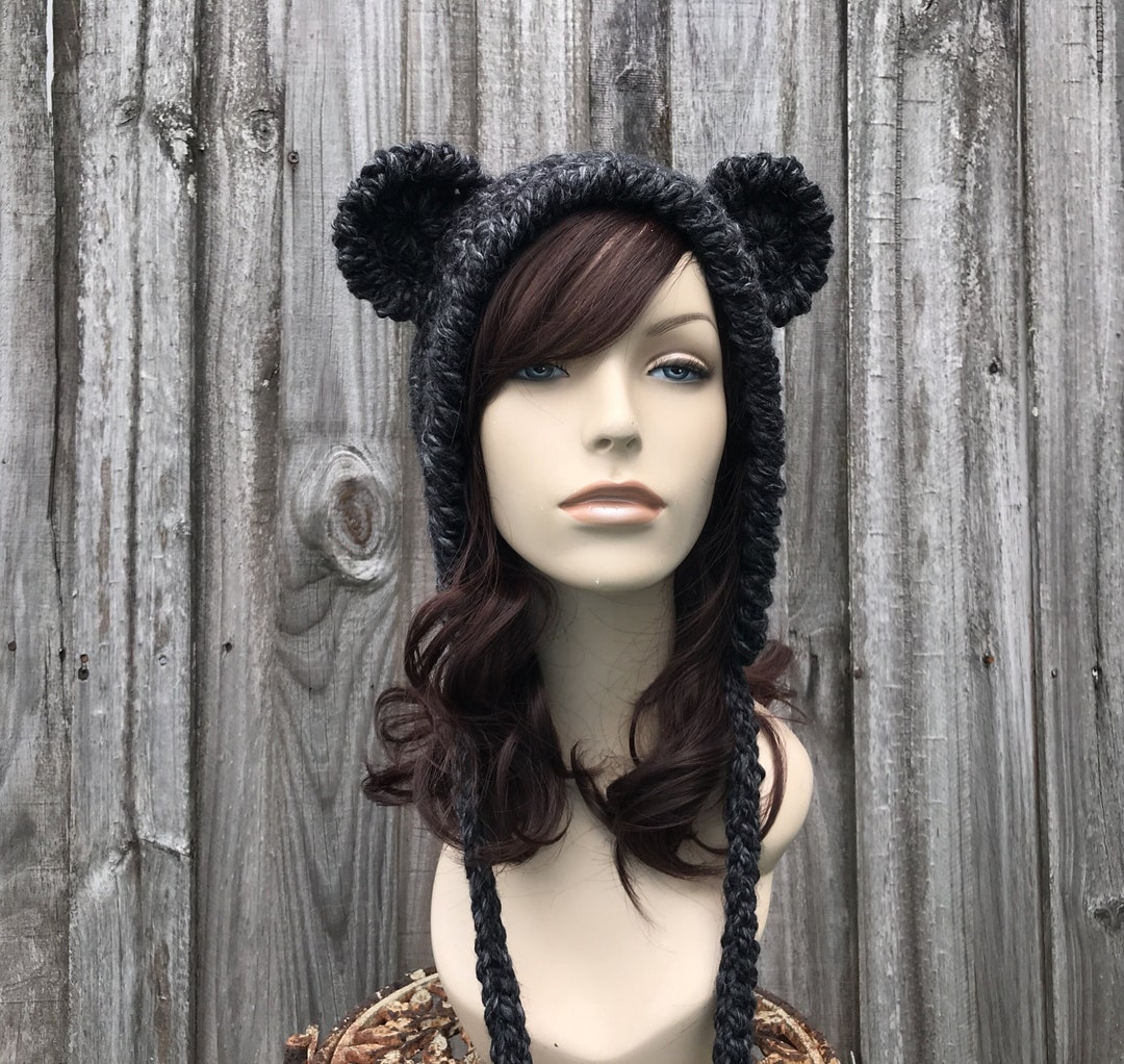 Bear Ear Hat, Bear Bonnet, Adult Bonnet, Chunky Crochet Hat, Crochet ...