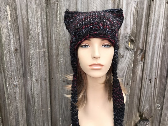 Blackstone Black Cat Hat Halloween Hat Chunky Knit Hat - Etsy