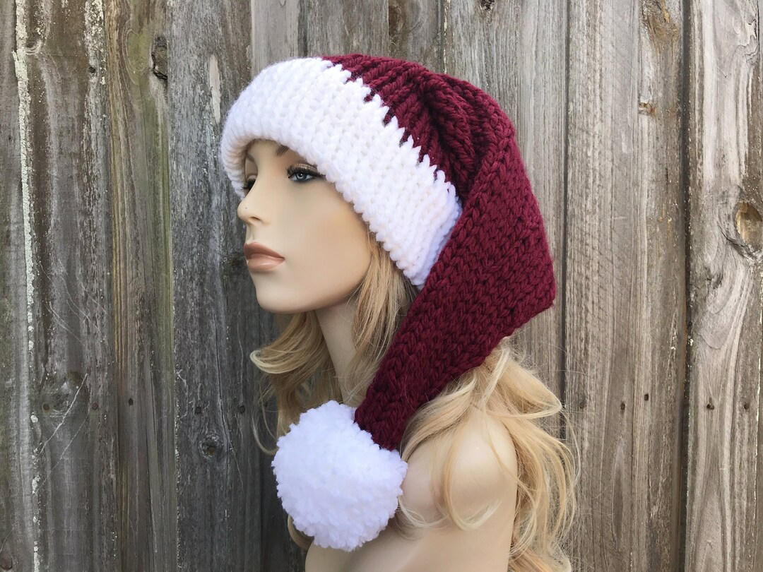 Santa Hat, Knitted Santa Hat, Santa Claus Hat, Christmas Hat, Chunky ...