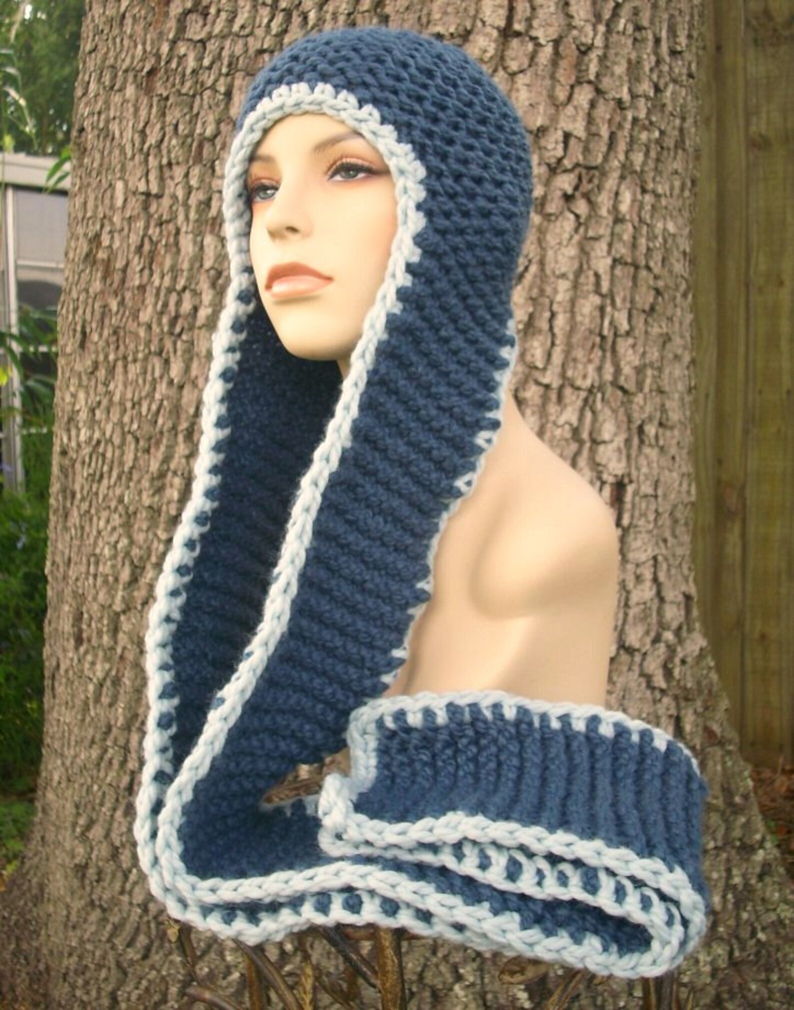 Hooded Scarf, Chunky Knit Hat, Womens Hat, Mens Hat, Winter Hat, Womens ...