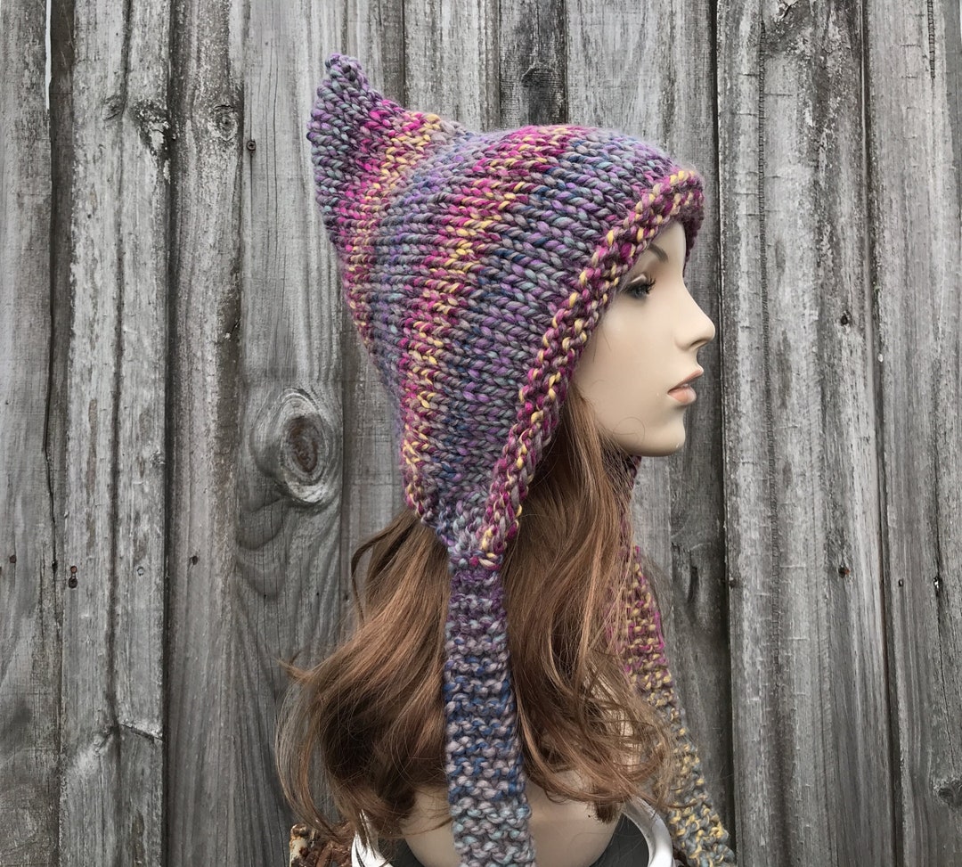 Chunky Knit Hat, Hand Knit Pixie Hat, Womens Hat, Mens Hat, Winter Hat ...