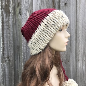 Extra Long Stocking Cap, Rustic Santa Hat, Santa Claus Hat, Knit Santa Hat, Christmas Hat, Knit ...