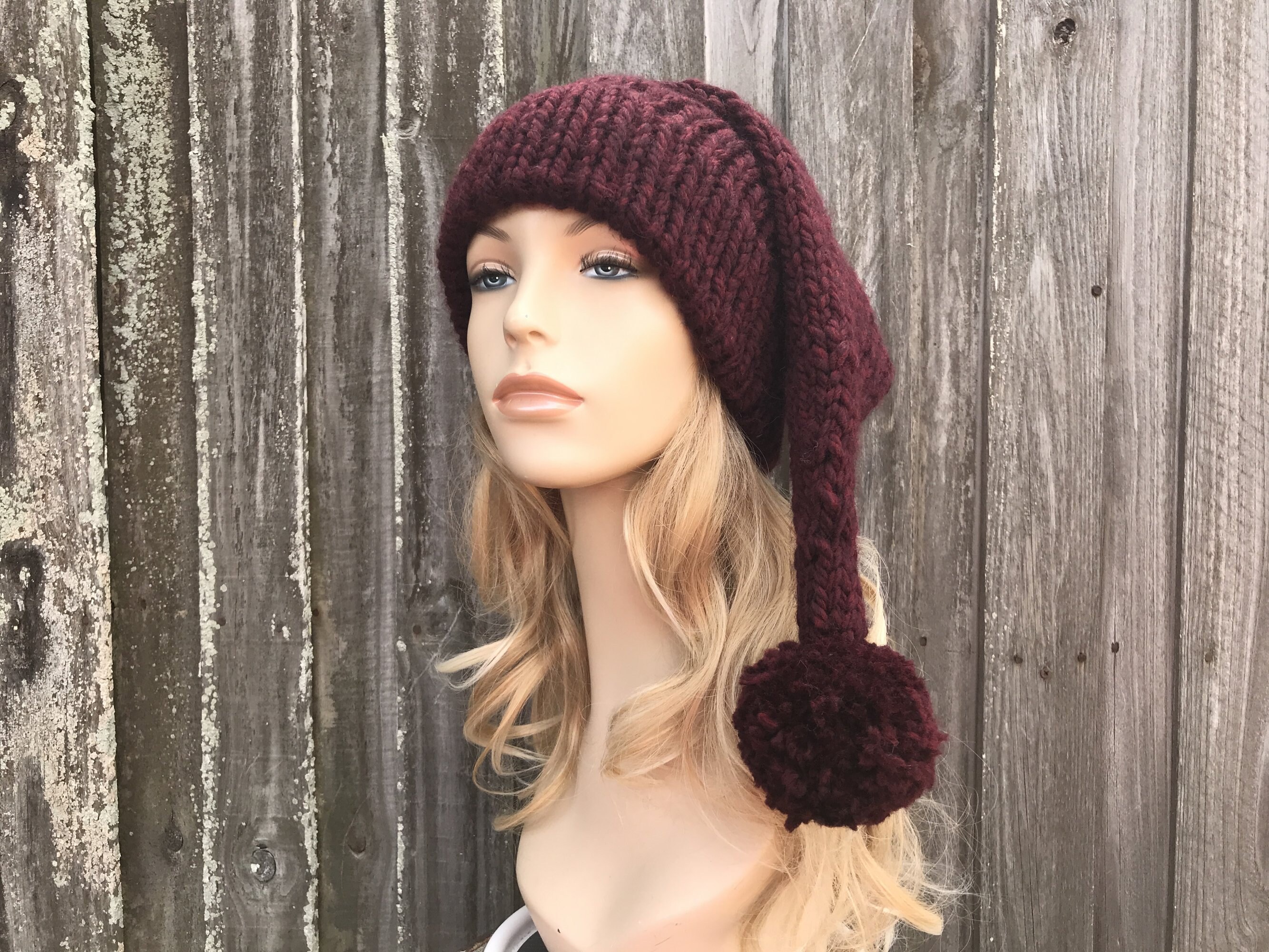 Santa Hat, Stocking Cap, Stocking Hat, Christmas Hat, Chunky Knit Hat ...