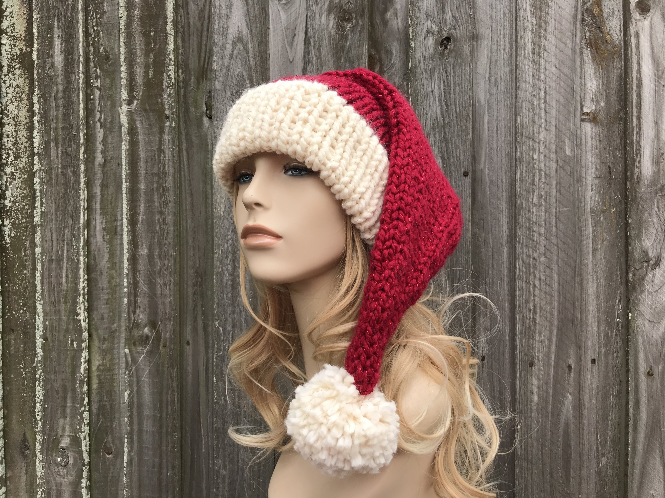 Sparkle Santa Hat, Santa Claus Hat, Christmas Hat, Knit Santa Hat ...